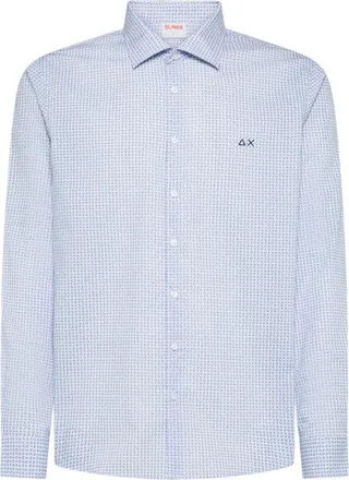 Sun 68 Homme, Chemises, Bleu, Taille: M Printed Cotton Shirt