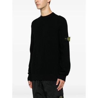 Stone Island Virgin Wool Crew-Neck Sweater - Black