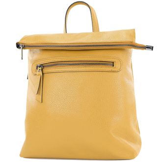 modamoda.de T235 - Damen Rucksack Tasche ital. Echtleder, Farbe:Senfgelb