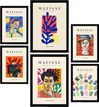 Nacnic Lot de 6 Affiches Henri Matisse. Portraits. Estampes du fauvisme et de lart abstrait pour larchitecture dint&eacute;rieur et la d&eacute;coration. A3 et A4, sans ca