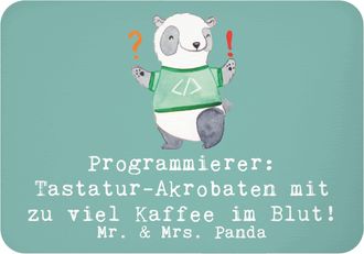 Mr. & Mrs. Panda magnet Spruch Programmierer Kaffeeheld - Geschenk, k&uuml;chenmagnet, Akrobat, Berufsleben, wandmagnet, Software, Tastatur, Berufsliebe, Pinnwandmagnet, K&uuml;