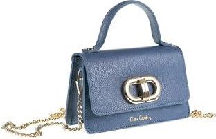 Pierre Cardin Sac à main pour femme en cuir véritable Made in Italy 19,5 x 10 x 7 cm 1970, Bleu jeans, Taille unique