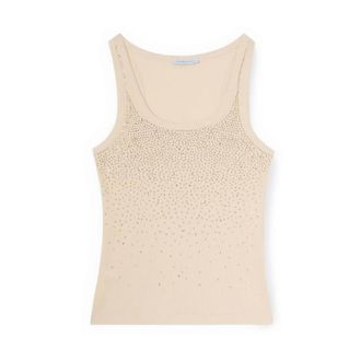 Motivi Top en jersey c&ocirc;tel&eacute; avec strass - Femme - Tops - Beige - Taille: 40 FR