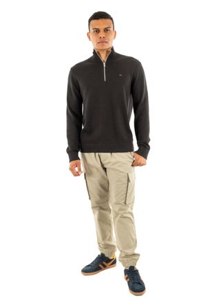 Tommy Jeans Herren Pullover mit Rei&szlig;verschluss Light mit Stehkragen, Schwarz (Black), XS