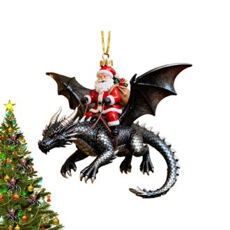 Generic Weihnachtsmann-Ornamente - 2D-Weihnachtsmann reitet auf einem - Baumschmuck | f&uuml;r Zuhause, Party, Wand, Fenster, Rucksack, Feier, Winter, saisonale Pr