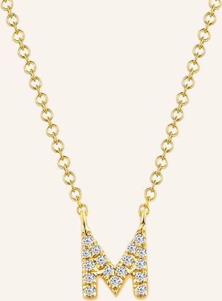 Leaf Initialien Halskette M Aus 14 Karat Gelbgold Mit Diamanten gold