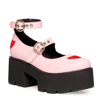 Lamoda Damen Rosey Love Mary Jane, Pink Pu Red Heart, 37 EU