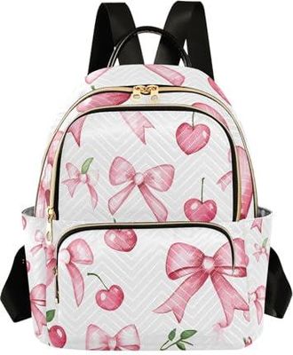 Mnsruu Mini sac à dos pour femme avec noeud et feuille de cerisier - Petit sac à dos tendance - Sac à dos décontracté, Multi1039, S