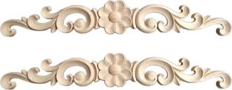 Heallily 2 St&uuml;ck Holz geschnitzt Applikationen Onlay M&ouml;bel Ecken Aufkleber Dekorative Blume Applikationen f&uuml;r Schrank T&uuml;r Schrank