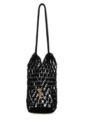 Saint Laurent Womens Black Mesh Large Cassandre Bucket Bag Nero Borse A Secchiello