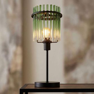 Globo Lighting Lampe de table LED barres de verre vert clair lampe de chevet verre classique lampe de table noir-mat, 1x LED 6W 700Lm blanc chaud, DxH 15x37,5 cm