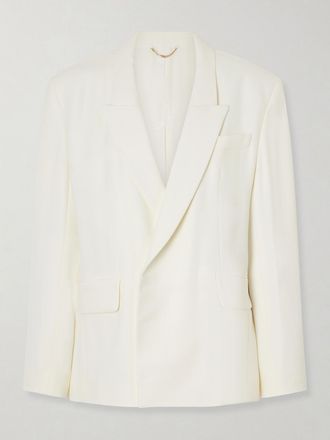 Victoria Beckham Doppelreihiger Oversized-blazer Aus Cr&ecirc;pe - Elfenbein