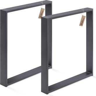 Lamofootwear Manufaktur Tischbeine für Schreibtisch Esstisch, Simple Massive, Vierkantprofil 80x20 mm, Tischgestell 50x72 cm (BxH), Grau, 2 Stück, LTS-01-C-II-7016