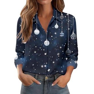 Generic HUIFUAO Chemisiers de No&euml;l pour femmes - Imprim&eacute;s dr&ocirc;les darbre de No&euml;l et de bonhomme de neige - Hauts de f&ecirc;te de No&euml;l - Robes de f&ecirc;te taille plus - 