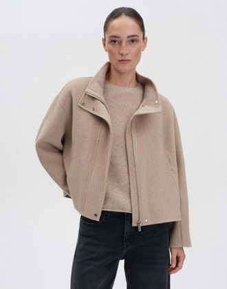 someday Wolljacke Varah pure weite Passform, Stehkragen, Abn&auml;her am Saum