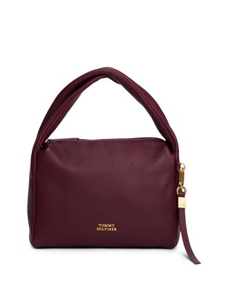 Tommy Hilfiger Schultertasche TOMMY HILFIGER CITY LEATHER MINI BAG, Damen, Gr. B/H/T: 21cm x 16cm x 8cm, dunkelrot, Leder, Taschen Schultertasche, Damen Tragetasche,