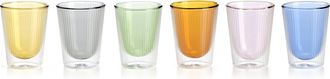 IVV narciso set of 6 pleated borosilicate water glasses in different colors double wall cl-23