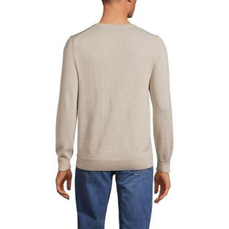 Lands End Merino-Pullover mit V-Ausschnitt, Herren, Gr&ouml;&szlig;e:52-54 regular, Braun, Wolle, by Lands End