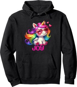 BDAZ Joy Personalisierter Name Buntes Einhorn Damen M&auml;dchen Pullover Hoodie