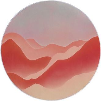 Generic Home Tapis Rond Life Tapis de Jeu, 150 cm (Round) pour la Chambre, Convient aux Enfants Paysage Abstrait d&eacute;grad&eacute; Facile dentretien, r&eacute;sistant Rouge