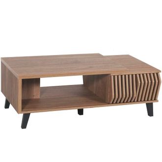 Hhg Couchtisch HHG 619, Wohnzimmertisch Beistelltisch Sofatisch, 3D-Design Schubladen 44x120x65cm, braun