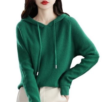Generic Sweat &agrave; capuche en cachemire dhiver pour femme avec capuche l&acirc;che Tricot&eacute; &agrave; manches longues &eacute;pais, EN8, XL