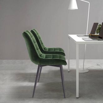 Woltu 6 x Esszimmerst&uuml;hle 6er Set Esszimmerstuhl K&uuml;chenstuhl Polsterstuhl Design Stuhl mit R&uuml;ckenlehne, mit Sitzfl&auml;che aus Samt, Gestell aus Metall