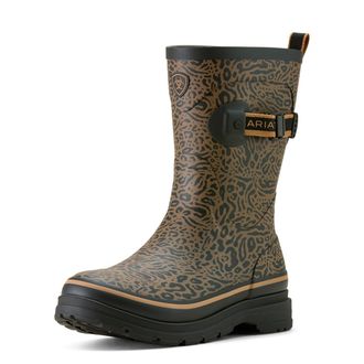 Ariat Ariat Kelmarsh Damen-Regenstiefel, mittelhoch, niedriger Absatz, 2,5-5,1 cm, mehrfarbig, Ocelot Print, 38.5 EU