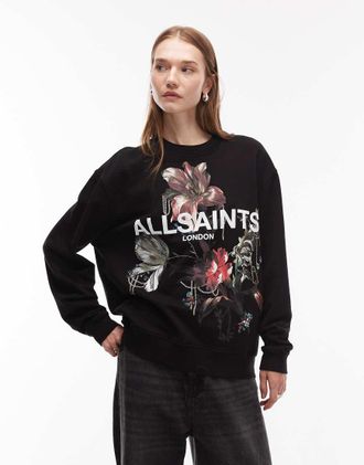 AllSaints Ania Etta - Sweat &agrave; imprim&eacute; floral - Noir