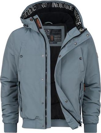 Indicode INAlbanos Veste dhiver à capuche pour homme avec fermeture éclair dissimulée, blue grey, M