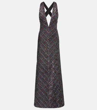 Missoni Maxikleid aus H&auml;kelstrick mit Pailletten