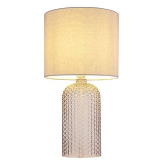 Globo Lighting Nachttischlampe grau Glas Tischleuchte Wohnzimmerlampe Textil Tischlampe Leseleuchte, 1x E27, DxH 26,5 x 50 cm