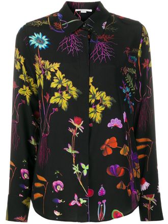 Stella McCartney chemise en soie &agrave; fleurs - Noir