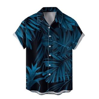 Generic Chemises hawa&iuml;ennes amusantes pour homme - Chemise hawa&iuml;enne tropicale &agrave; manches courtes - Revers boutonn&eacute; - Flamant rose - Tendance des ann&eacute;es 80 - C