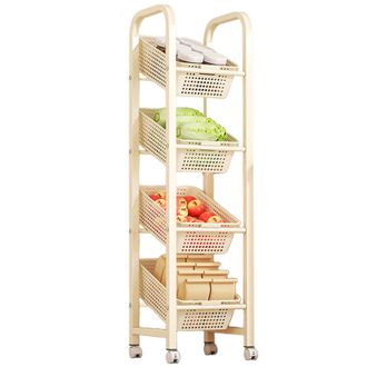 Generic Rollwagen Rahmen Aus Kohlenstoffstahl Herausnehmbarer Hohlkorb K&uuml;chenaufbewahrungs-Organizer K&uuml;chenwagen f&uuml;r Die K&uuml;che, W&auml;scherei und Enge Stellen(30 