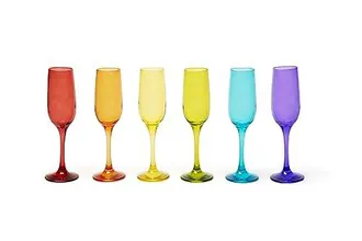Excelsa Varadero Lot de 6 fl&ucirc;tes multicolores, verre souffl&eacute; pulv&eacute;ris&eacute;, capacit&eacute; 250 ml