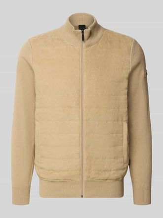 Bugatti Strickjacke mit Stehkragen und Steppn&auml;hten