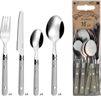 Amefa Besteck SAXO, Tafelbesteck f&uuml;r 4 Personen, Edelstahl Kunststoff 18/0, grau, 16-teilig