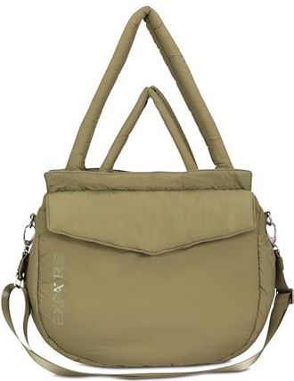 Expatrié Cabas Femme Vert - Poppy - Grand Sac à Main en Nylon - Shopper Bag avec Fermeture Éclair pour Cours, Étudiant et Lycée - Puffer Tote Bag avec Comparti