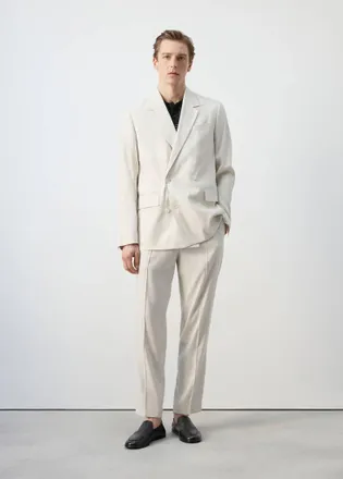 Mango Veste de costume Boston coupe regular crois&eacute;e &eacute;cru - Homme - 46 - MANGO MAN