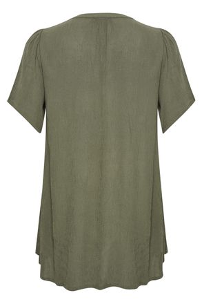 Kaffe Curve Tunika KCami Damen Tunika Kurzarm V Ausschnitt Knopfleiste Gro&szlig;e Gr&ouml;&szlig;en 50, Midnight Marine 50