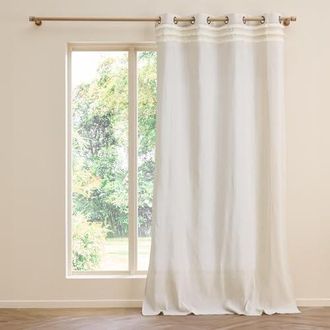 Douceur d'Intérieur Ösenvorhang, 140 x 240 cm, Grün, Polyester-Baumwoll-Mischgewebe mit Fransen