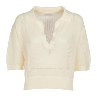 Laneus Beige Polo Crop Pullover - - Knitwear - Damen - Beige - S