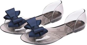 FOMIYES Sandales Femme Plates à Noeud Chaussures Jelly Créatives été Plage Légères et Faciles à Enfiler Bleu Foncé