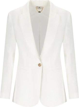 Elisabetta Franchi Leinenmischung Einreiher-Jacke - - Jackets - Damen - Wei&szlig; - S