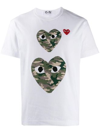 Comme Des Garçons t-shirt à coeur imprimé - Blanc