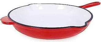 Echtwerk Bratpfanne aus Gusseisen mit Emaille-Beschichtung, Gusseisenpfanne, Ofenpfanne mit zwei Griffen und Ausgießer, Für Backöfen, Grill, BBQ und Induktion 