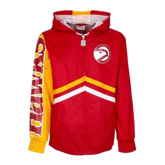 Mitchell & Ness Atlanta Hawks Windbreaker Full Zip Rot/Gelb - - Sweatshirts & Hoodies - Herren - Rot - M