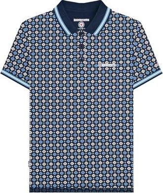 Lambretta Polo &agrave; manches courtes imprim&eacute; g&eacute;om&eacute;trique pour homme, bleu marine, 4XL
