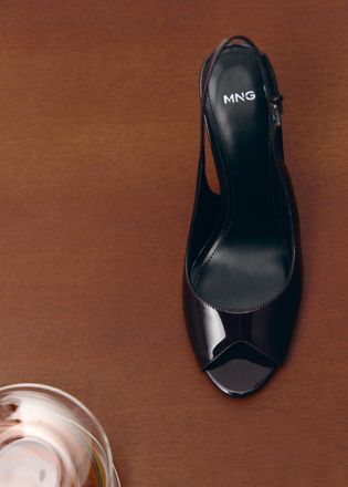 Mango Lackleder-Pumps mit offener Spitze bordeaux - Damen - 38 - MANGO